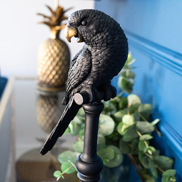 Black and Gold Parrot Bird Ornament on Stand – Madison & Mayfair